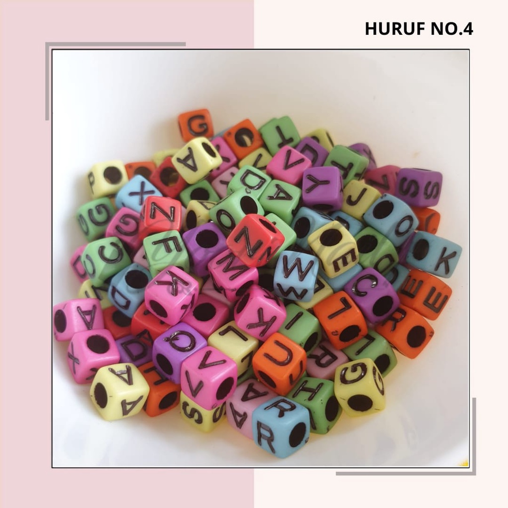 Jual 200-250pcs Manik huruf beads letter kotak bulat rainbow alphabet ...