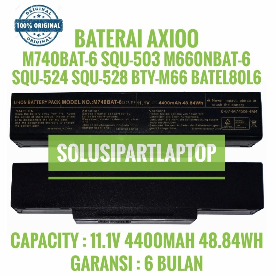 Jual Baterai Original Axioo M740, M740BAT, M740BAT-3, M740BAT-6 ...