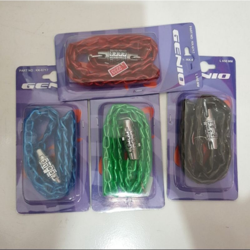 Jual Rantai Kunci Gembok Sepeda model rantai Kode kombinasi angka nomor ...
