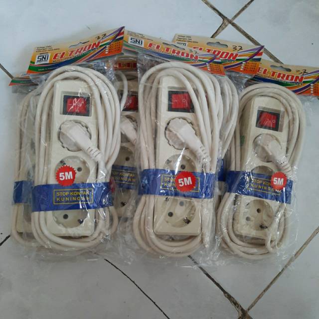 Jual stop kontak terminal listrik 3 lubang 5 meter | Shopee Indonesia