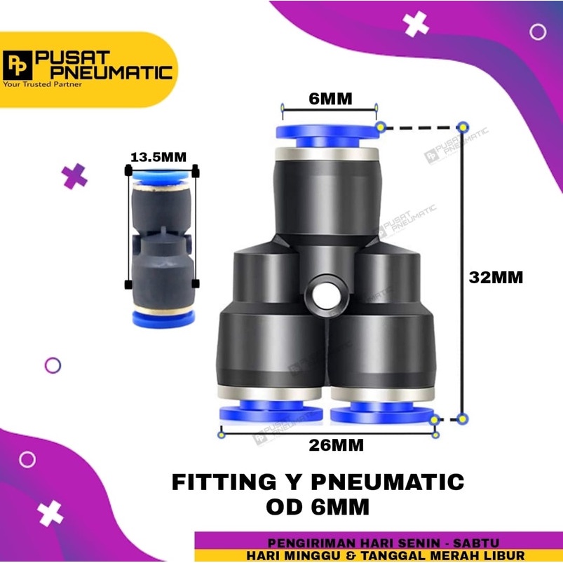 Jual FITTING Y 6MM FITTING PNEUMATIC Y UKURAN 6MM X 6MM X 6MM | Shopee ...