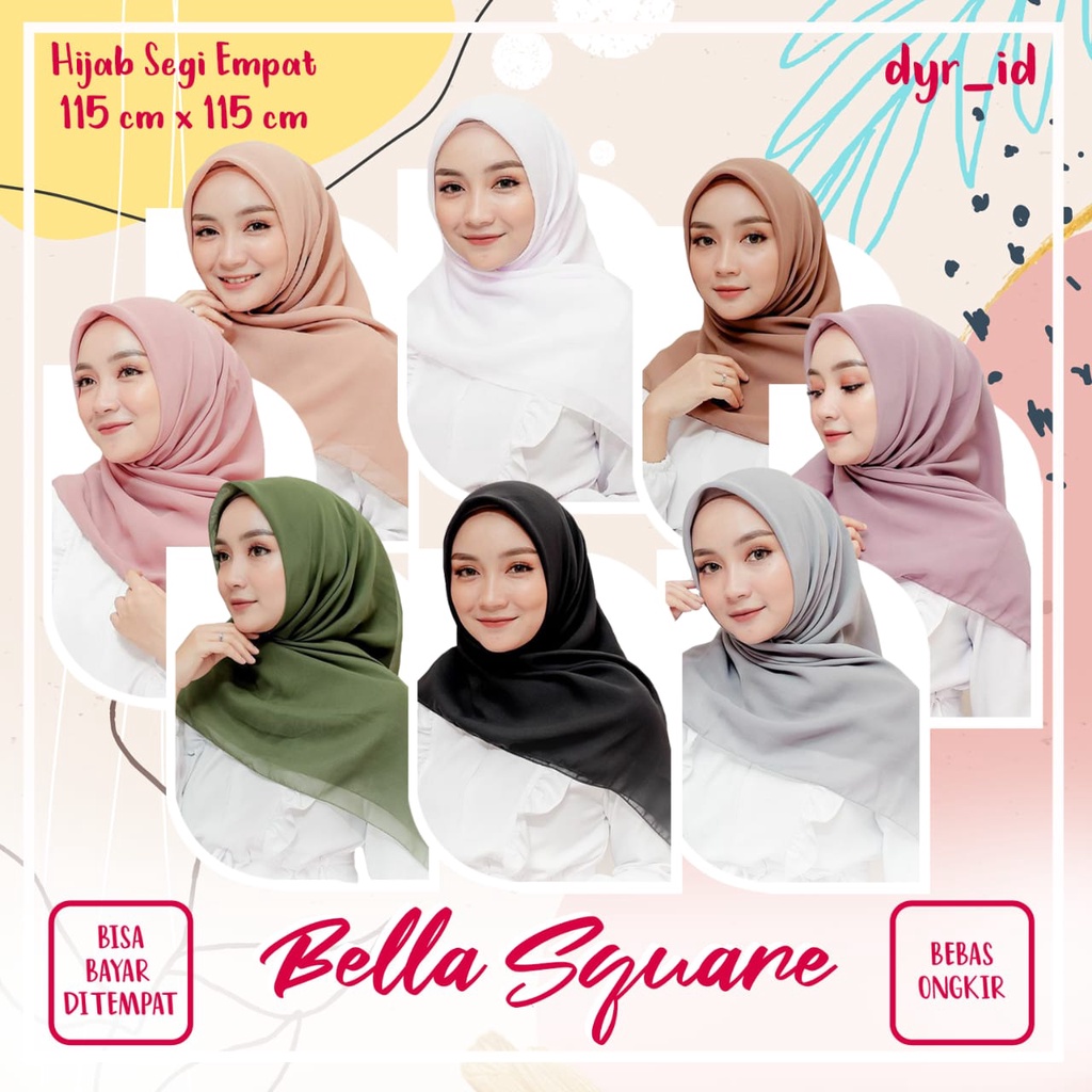 Jual segi empat bella square segi empat bella square COD Bella Square 40 Warna Hijab Segiempat Shopee Indonesia