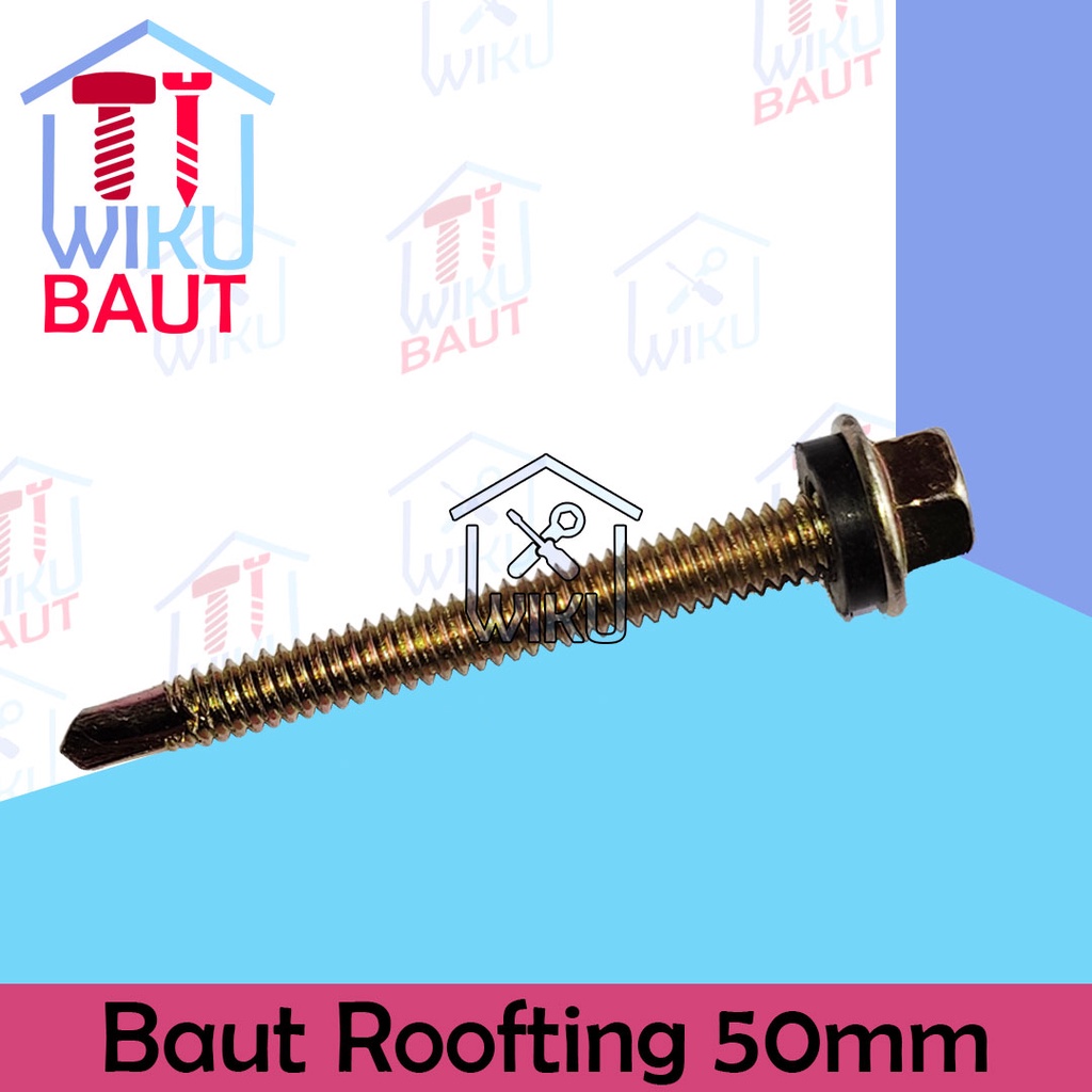 Jual Baut Roofing 12 x 50 mm / Skrup Atap Kanopi Kunci 8mm 5cm / Sekrup ...