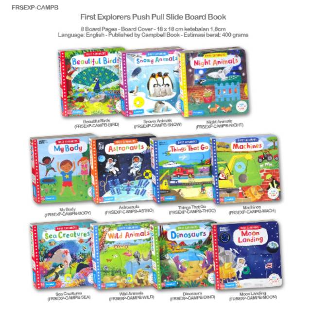 Jual First Explorers Campbell - (Push Pull Slide Board Book) | Shopee ...