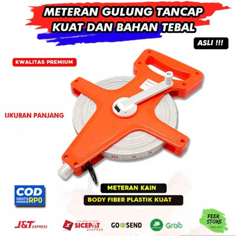 Jual METERAN FIBER 50 METER RRT / METERAN TANCAP TANAH 50 M METERAN ...