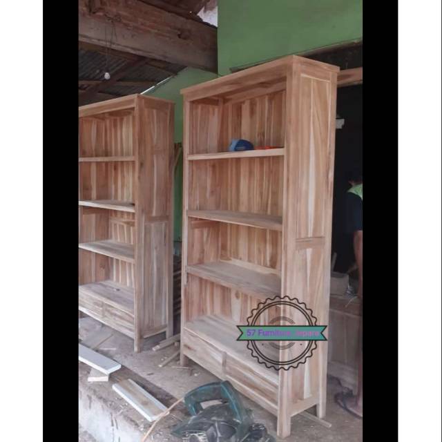 Jual Rak buku blok kayu jati mentahan simpel minimalis - Lemari tempat ...