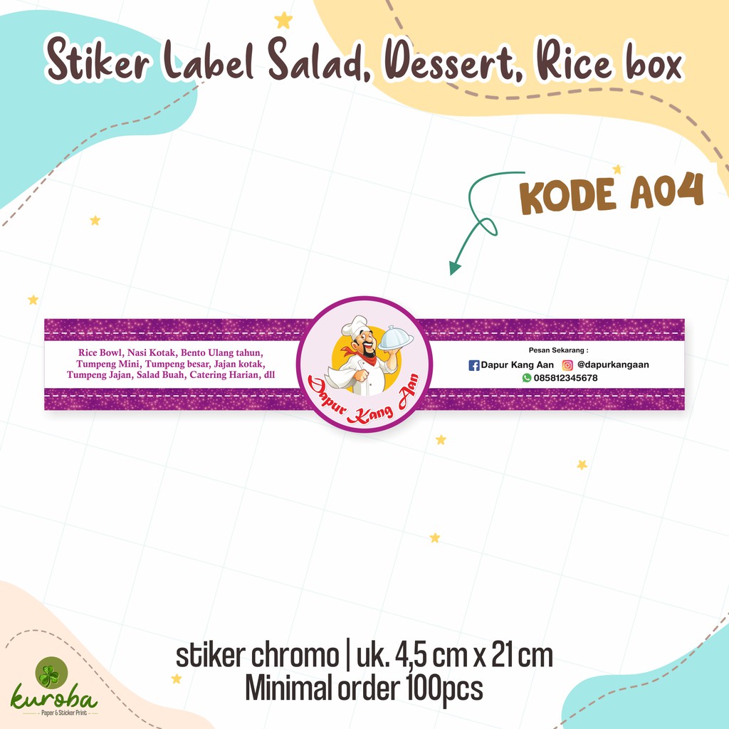 Jual Stiker Label Segel Catering Rice Box Salad Buah Dessert Box ...