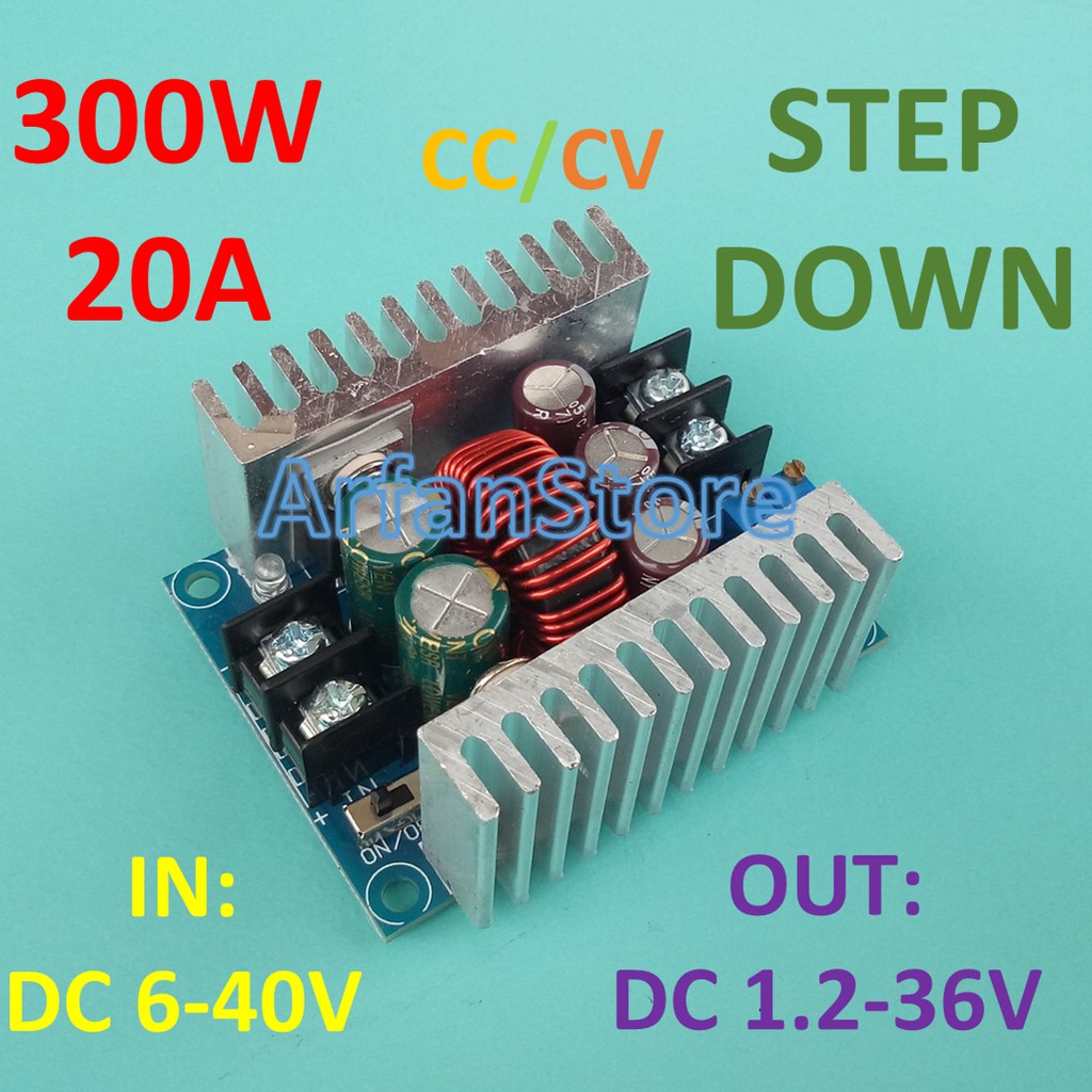 Jual Step Down 20A 300W DC Buck Converter Module Adjustable Amp Volt CC ...