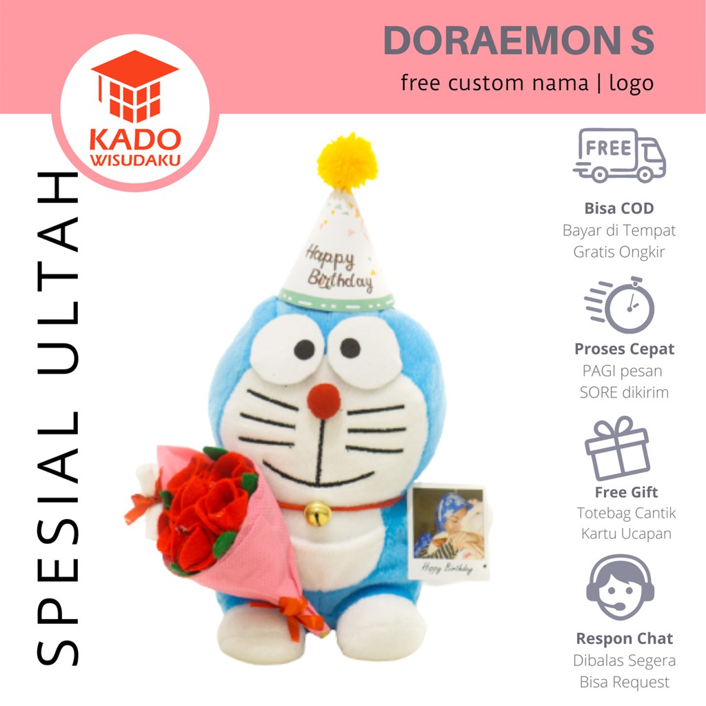 Jual Boneka Ultah Doraemon Small dengan Mini Bunga | Shopee Indonesia