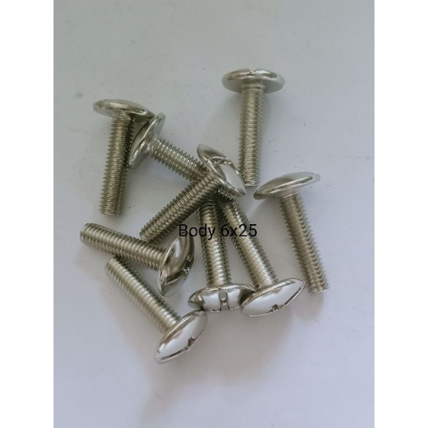 Jual Baut Body Motor Buat 10/ 6mm X 25mm Nekel (5pcs) | Shopee Indonesia
