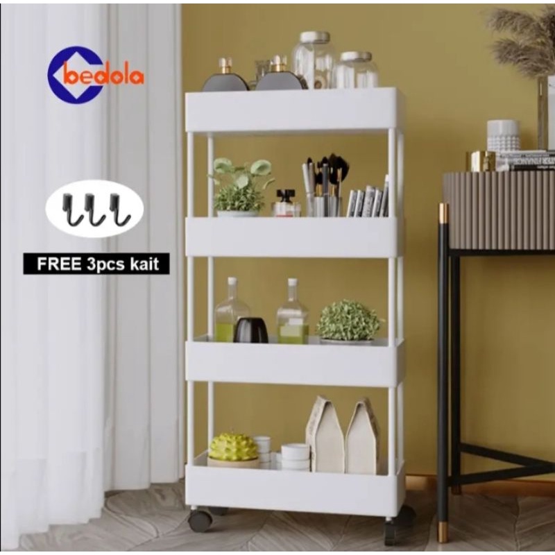 Jual Bedola square rak troli rak dapur serbaguna 4 tingkat dengan roda ...