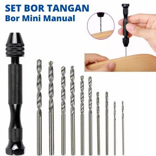 Jual Set Bor Tangan Mini Bor Manual dengan 10 Mata Bor Alat Kerajinan ...