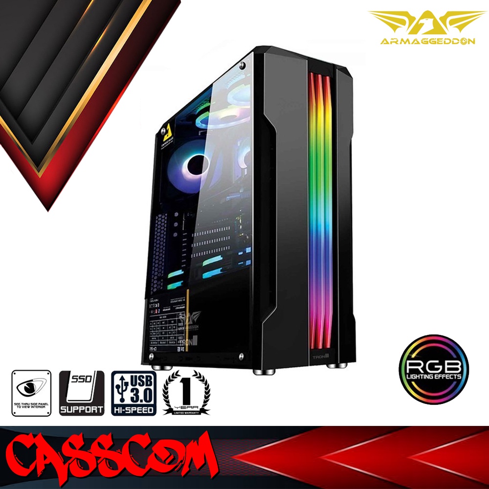 Jual Armaggeddon Tron III ATX Gaming PC Case With Tempered Glass Side ...