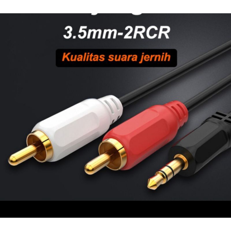 Jual Kabel audio jack 3,5mm 2in1 to Rca cable audio speaker hp jack 3.5mm 2 in 1 hitam 1.5m 1.5 ...