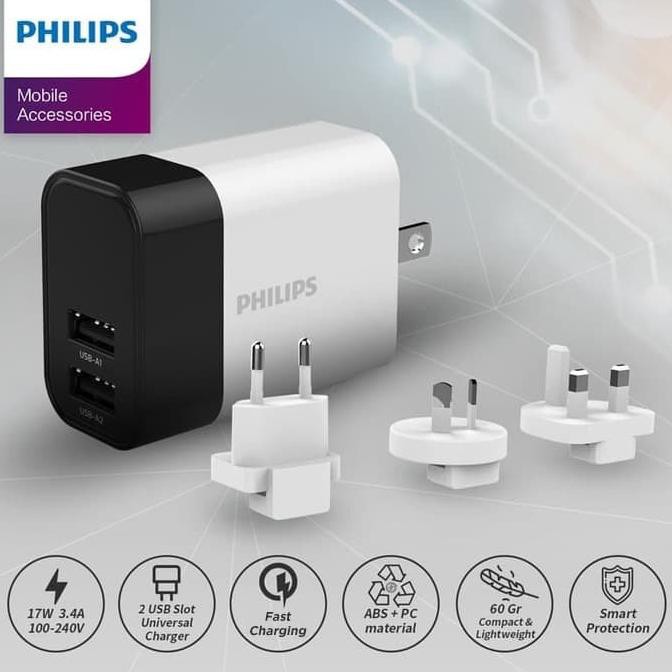 Jual PHILIPS Universal Wall Charger DLP 4320NW with Travel Plugs 3.4A ...