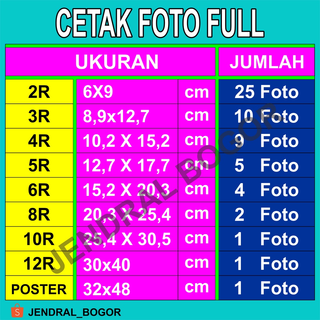 Jual CETAK FOTO FULL 2R 3R 4R 5R 8R - 12R | Shopee Indonesia