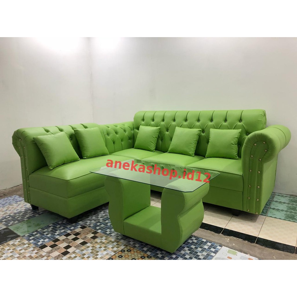 Jual SOFA L MINIMALIS KLASIK BAHAN KALEP / OSCAR / KULIT | Shopee Indonesia