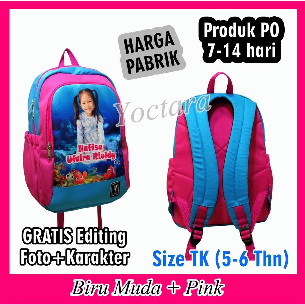 Jual YOCTARA T34+ | Tas Anak Pakai Foto Nama Karakter Finding Nemo Dora ...