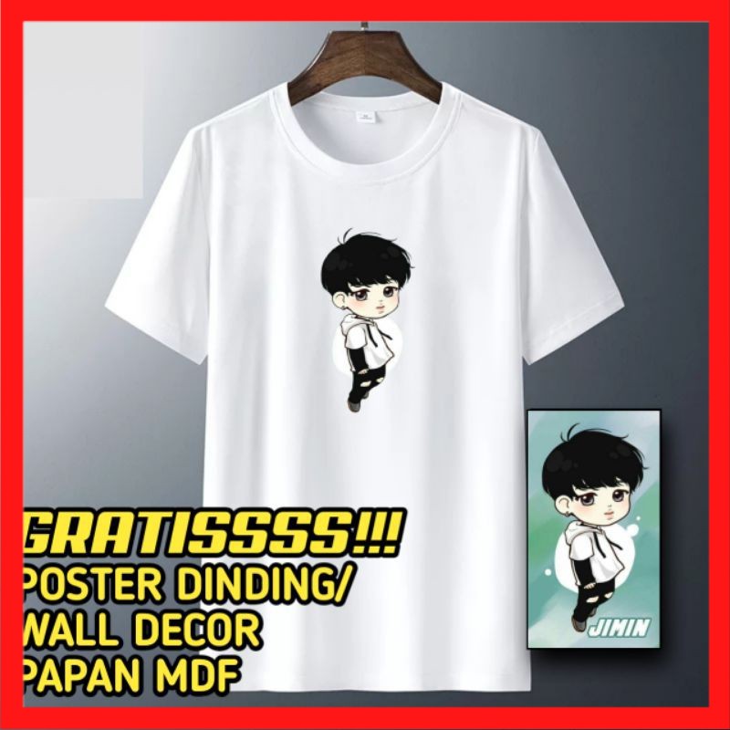 Jual BAJU KAOS DISTRO KEREN MOTIF KPOP BTS JIMIN CARTOON PUTIH GRATIS ...