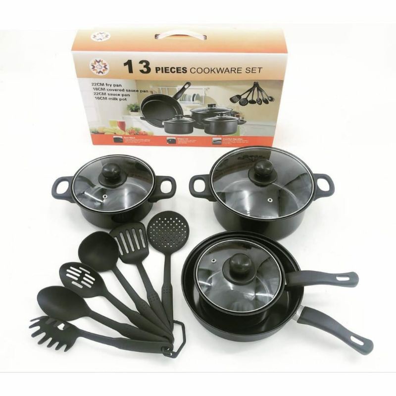 Jual Panci Cookware Set 13 - Panci Wajan Set 13 Tutup Kaca All In One ...