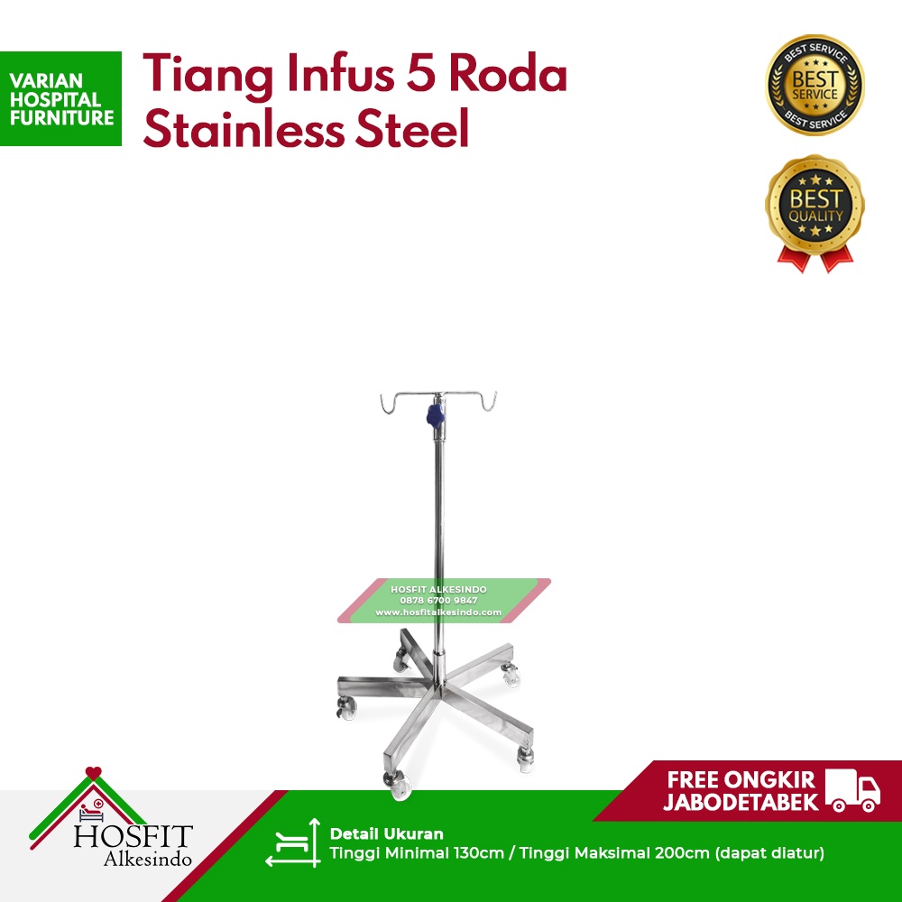 Jual Tiang Infus 5 Roda Full Stainless Steel | Shopee Indonesia
