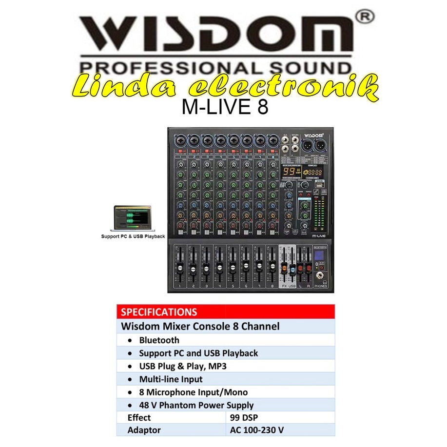 Jual mixer wisdom m live 8 mixer 8 cenel garansi 1 thn garansi | Shopee ...