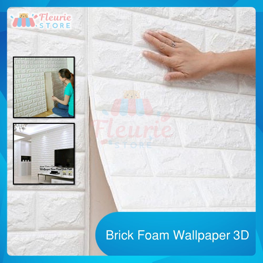 Jual Wallpaper 3D Brick Foam Putih 3mm - Wall Sticker Dekorasi Dinding ...