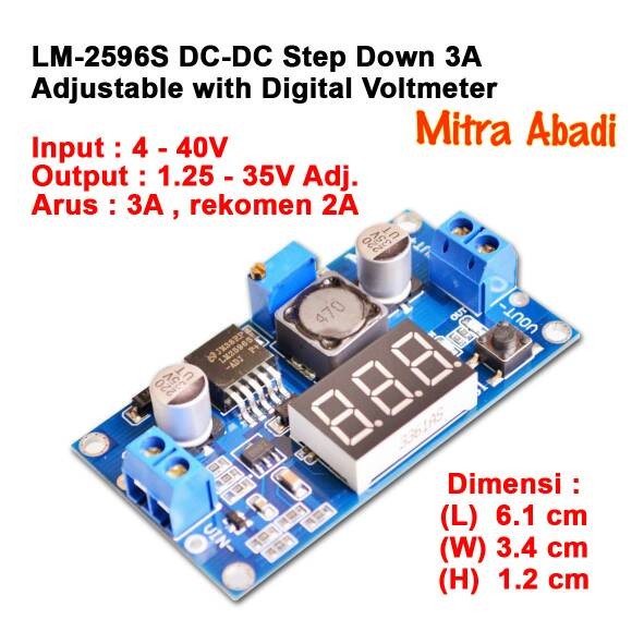 Jual Step Down 3A LM2596S With Digital Voltmeter 1,25V-35V DC-DC ADJUSTABLE | Shopee Indonesia