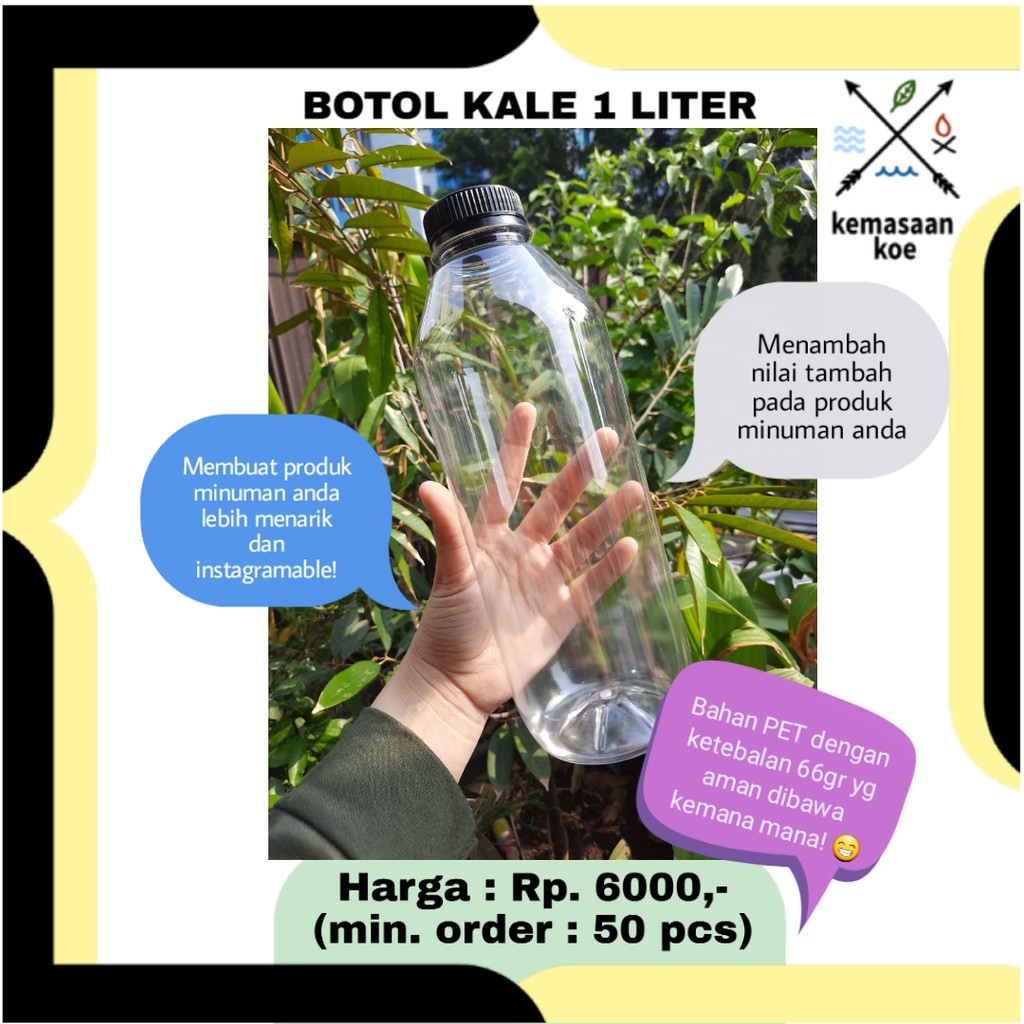 Jual Botol Kale 1 Liter / Botol Jus / Botol Pet Kopi / Container ...