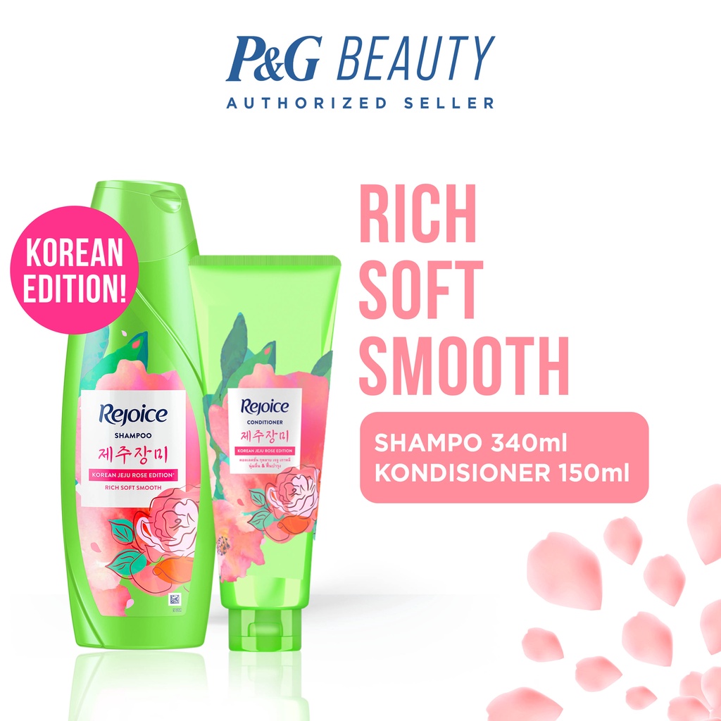 Jual Rejoice Jeju Rose Shampoo & Conditioner Halus Lembut Perawatan Rambut 340ml + Conditioner ...