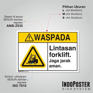 Jual Stiker Label Safety Sign Rambu K3 ANSI Waspada Lintasan Forklift ...