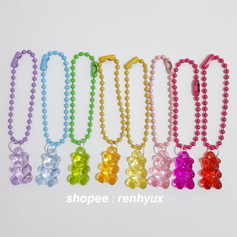 Jual 1 set keyring gummy jelly bear charm resin gradient beruang ...