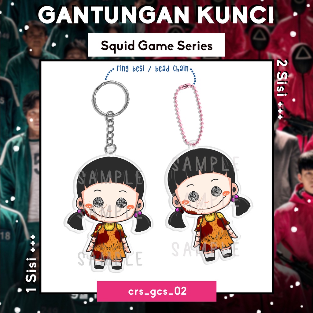 Jual Gantungan Kunci Custom Desain Squid Game Bahan Akrilik dengan Ring ...