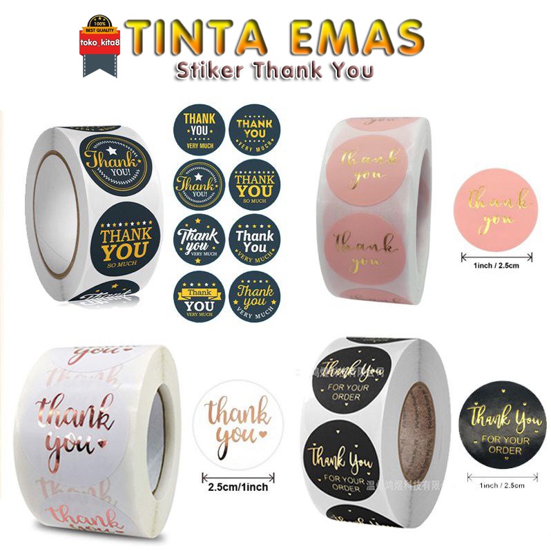 Jual STIKER LABEL THANKS YOU TINTA EMAS EDISI SPECIAL 1 ROLL ISI 500 ...