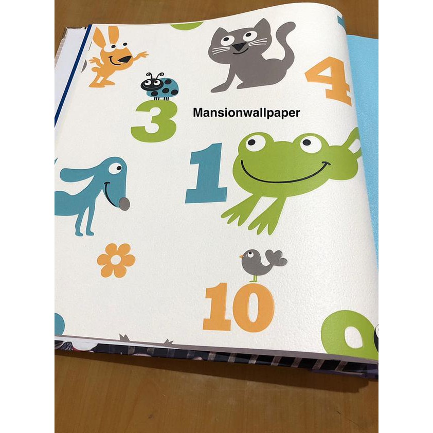 Jual TOP PRODUK Wallpaper Dinding Anak Angka Hewan Biru Pink Hijau Ceria ki73 | Shopee Indonesia