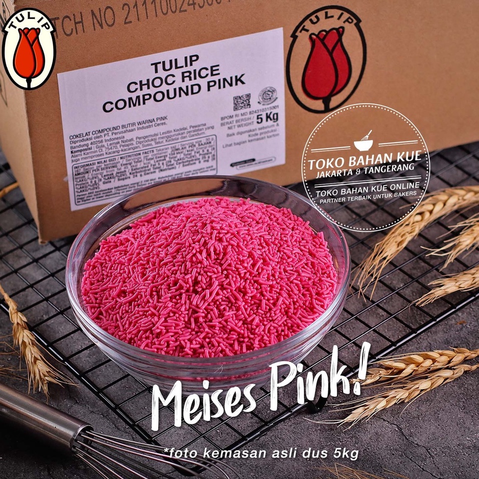 Jual Tulip Meises Chocorice Pink 1kg Cokelat Topping Meses Ceres Mesis ...