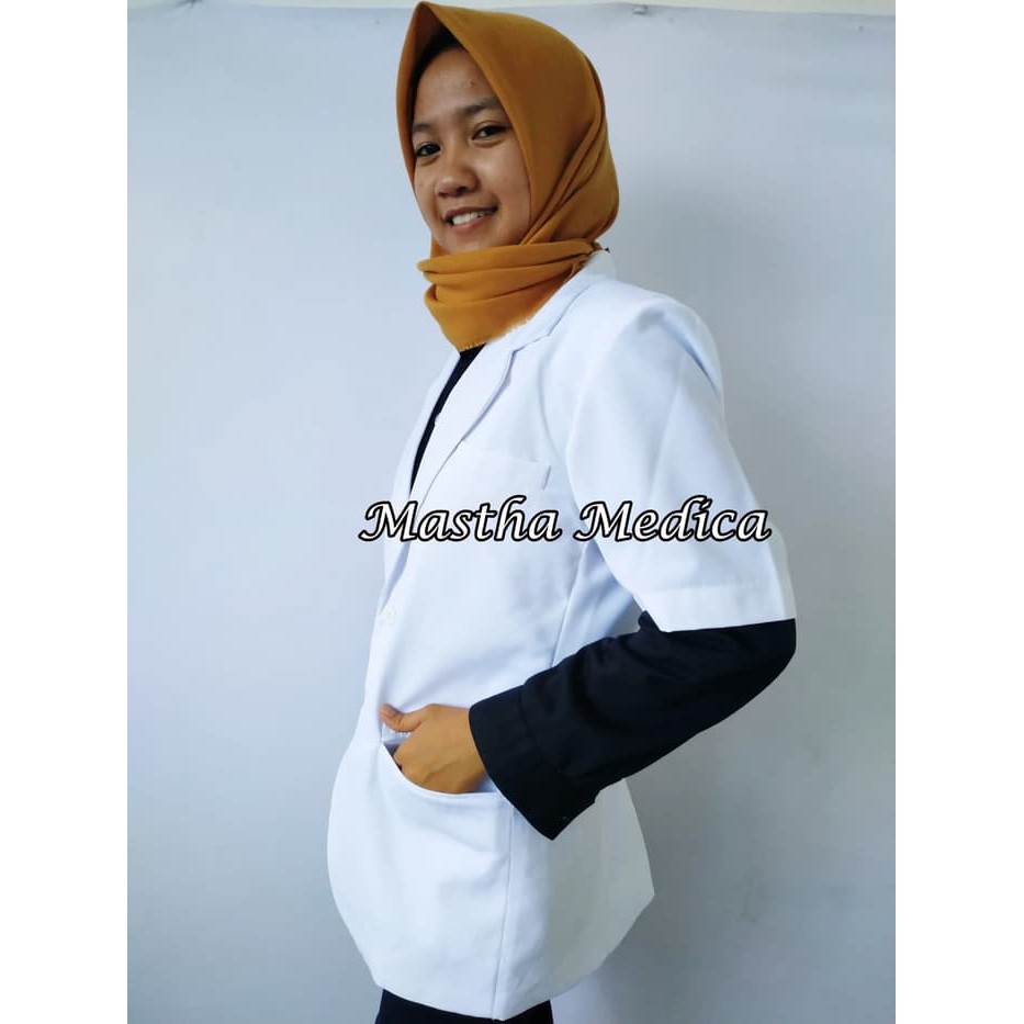 Jual Jas Dokter Cewek Pendek Putih Tulang | Shopee Indonesia
