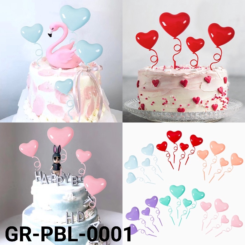 Jual GT-PBL-0001 Cake topper hiasan kue cake balon hati plastik 2D | Shopee Indonesia