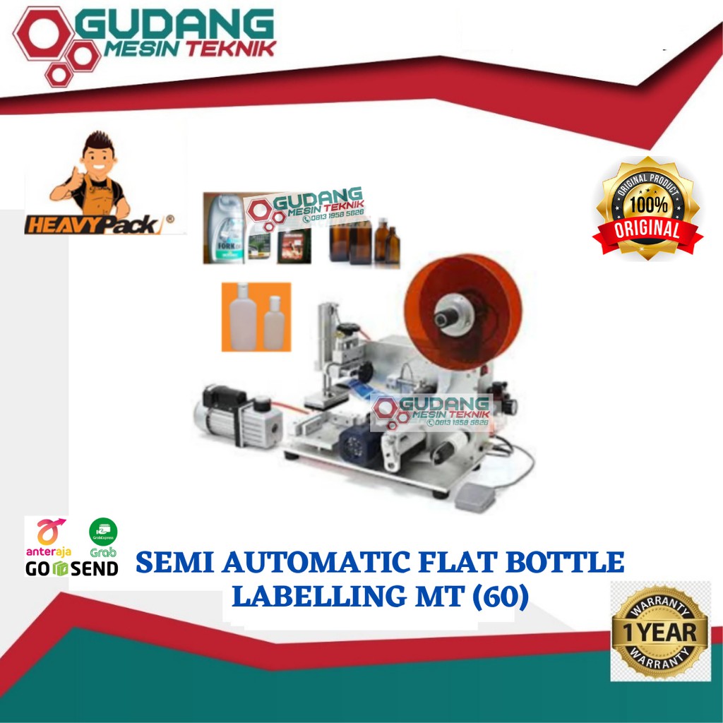 Jual MESIN LABEL BOTOL DATAR/FLAT BOTTLE LABELLING MACHINE MT-60 ...