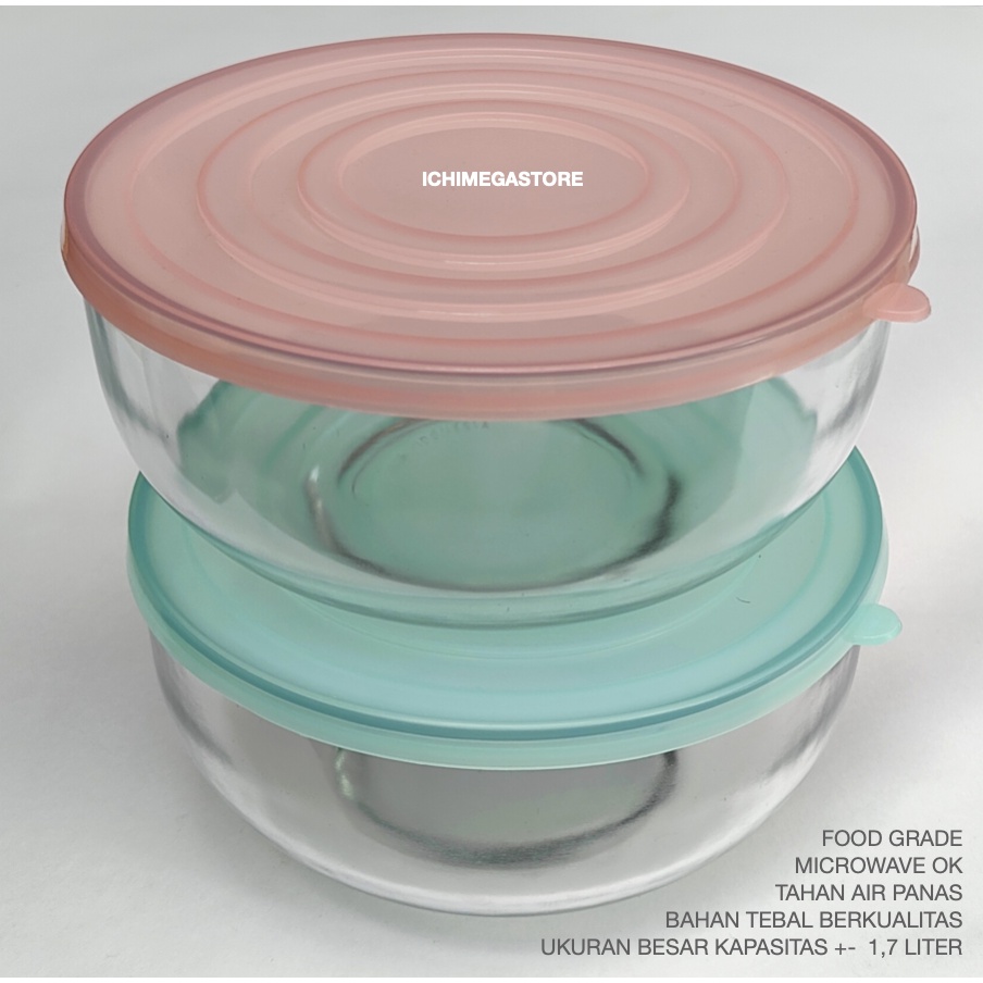 Jual Large Food Storage Glass Bowl Mangkuk Besar Dengan Tutup Container ...