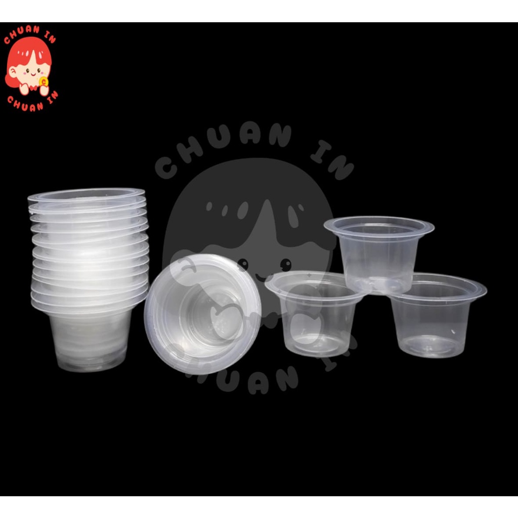 Jual Cup jelly agar puding pudding royal isi 50pcs / gelas plastik ice cream puding 50ml + 65ml ...