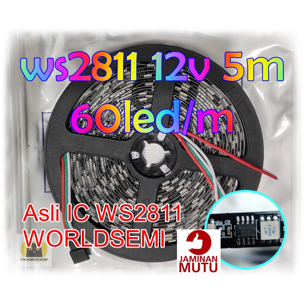 Jual Led strip rgb original WS2811 12v 5m 60led/m Indoor ip20 PCB Hitam ...