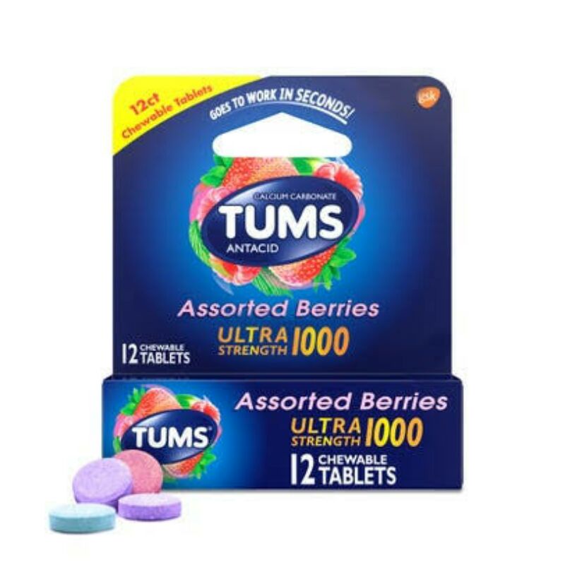 Jual Tums Antacid Calcium Carbonate Assorted Berries 12 Tablets ...