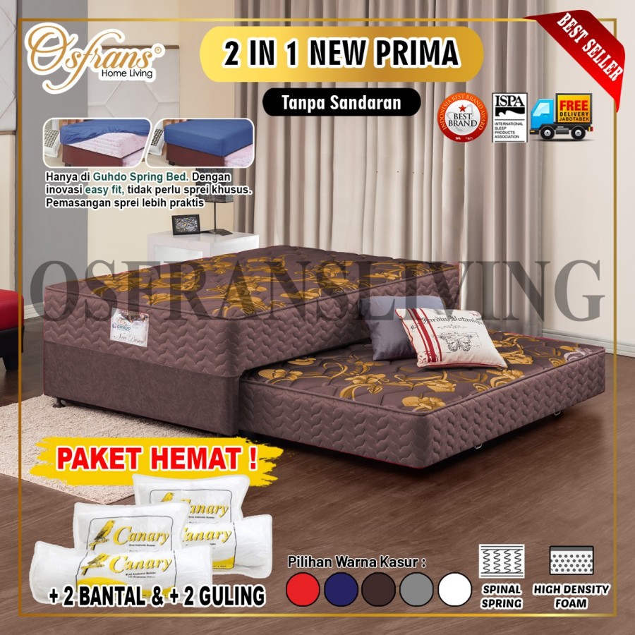 Jual Guhdo Spring Bed Sorong New Prima 2 in 1 - TANPA SANDARAN / KASUR ATAS BAWAH / KASUR ATAS ...