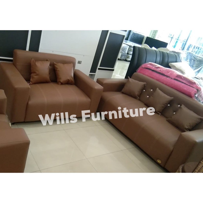 Jual sofa minimalis murah makassar 321 hitam dam coklat+meja | Shopee ...