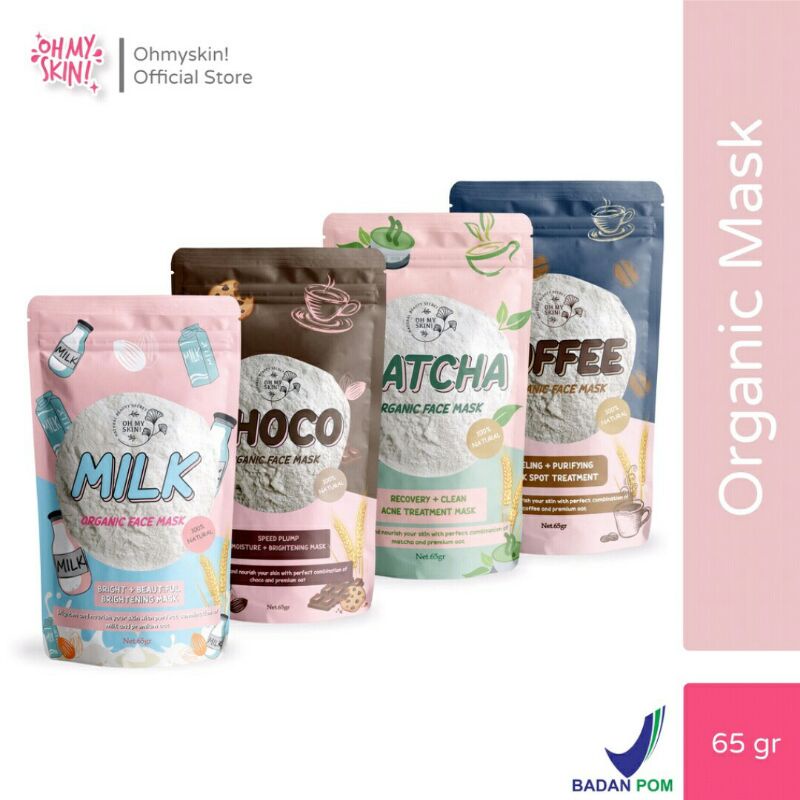 Jual ED 12/2025 - Oh My Skin! Masker organik Full Size -65 gram varian milk/ matcha / choco ...
