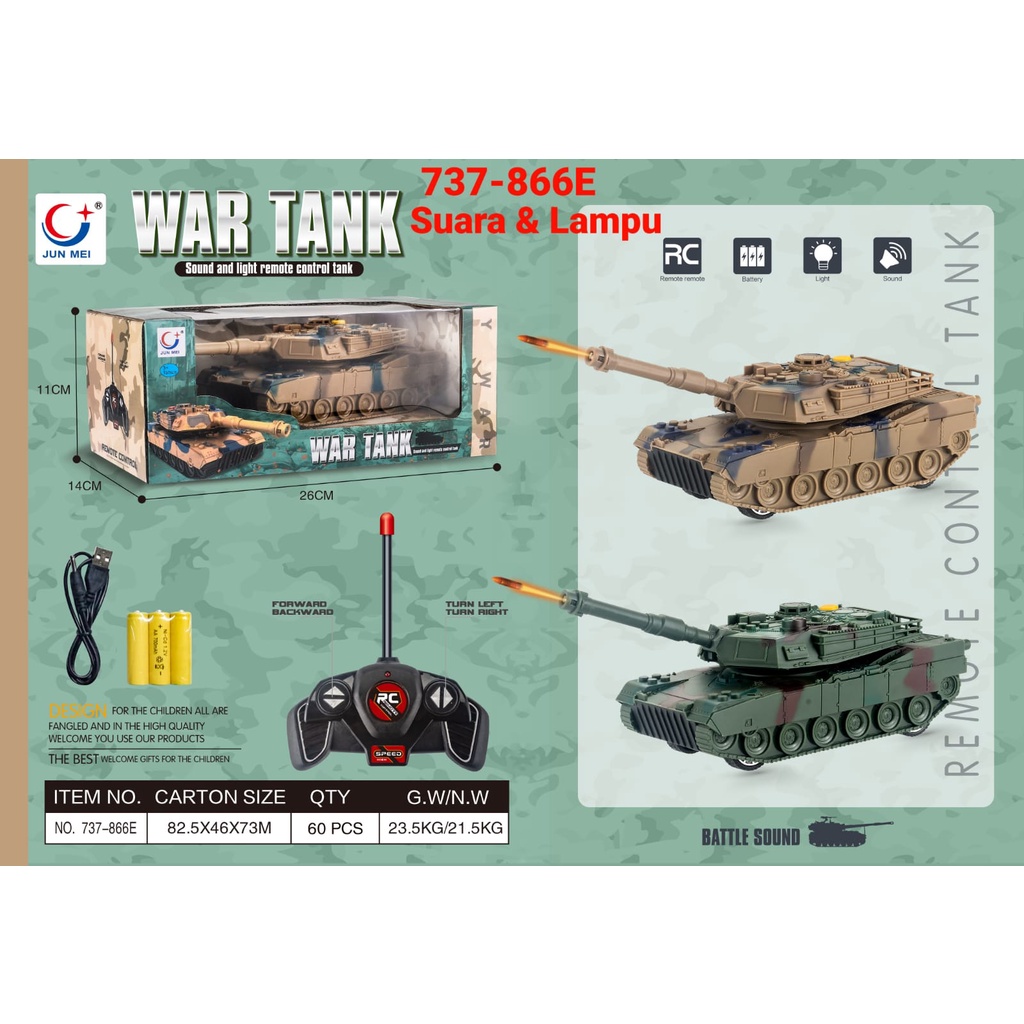 Jual J0476 MAINAN ANAK RC REMOTE CONTROL MOBIL MILITARY WAR TANK BATTLE TANK MAINAN REMOT ...