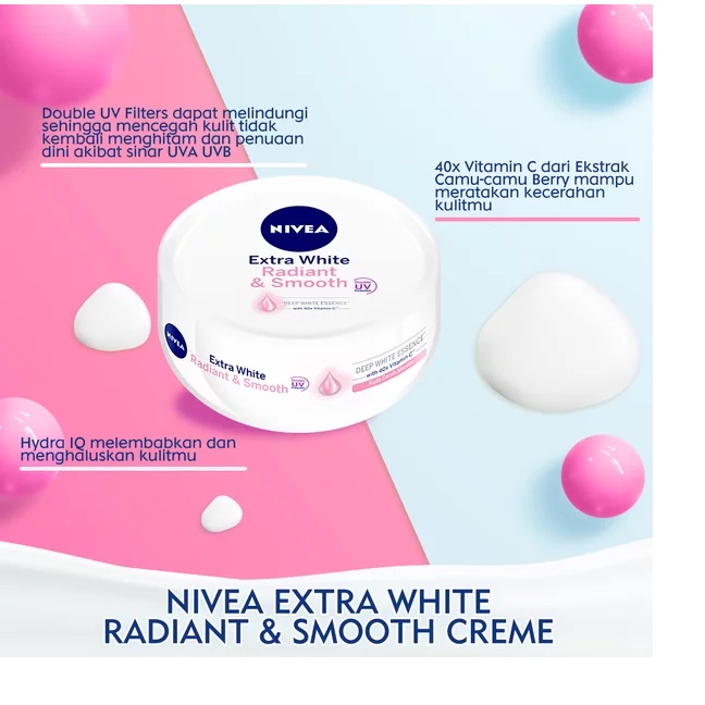 Jual NIVEA Extra White Radiant & Smooth Creme 50 ml | Shopee Indonesia