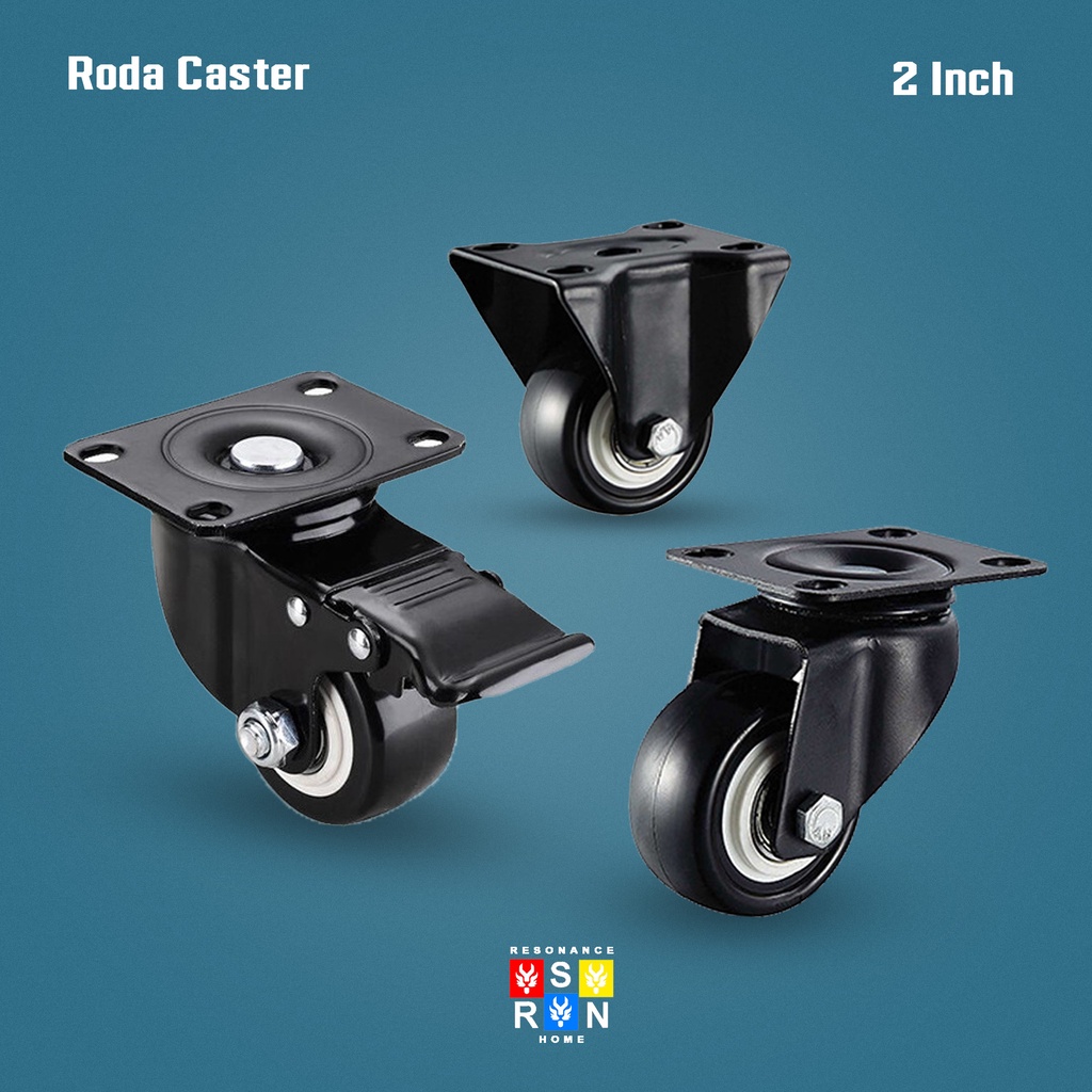Jual Roda Kursi Kantor Caster TEBAL Plat + Rem/Non Rem 50mm (2inch ...