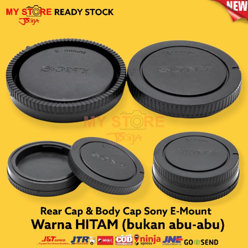 Jual 1 Set Rear Lens Cap Cover & Front Body Cap Camera Sony HITAM Tutup ...